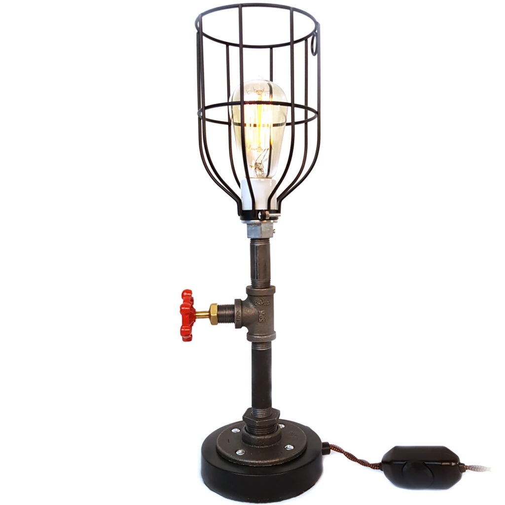 Pipe Table Lamp with Round Black Base – WHISKERTIN