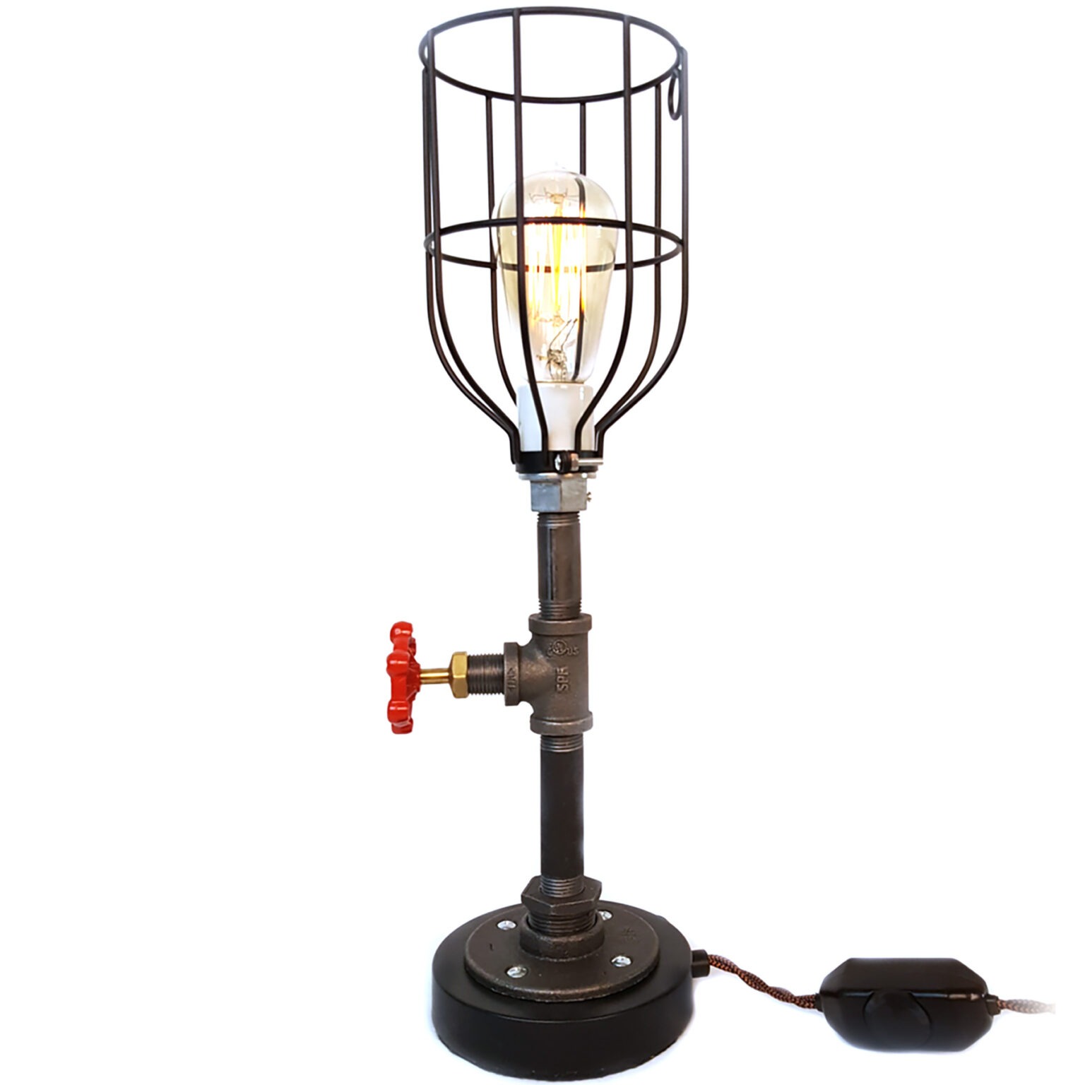 Pipe Table Lamp with Round Black Base – WHISKERTIN
